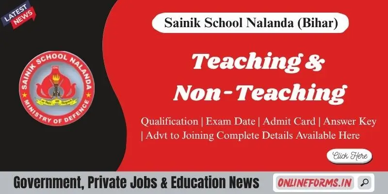 Sainik School Nalanda Recruitment 2026 Application Form